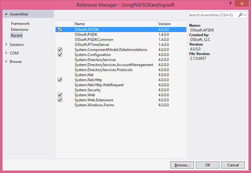 Using Pi Af Sdk With Aspnet Signal R